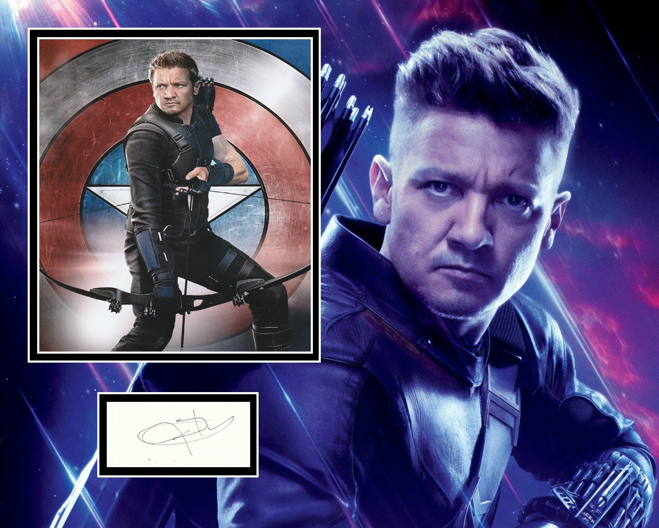 JEREMY RENNER SIGNED AVENGERS HAWKEYE PHOTO MOUNT – signingdreams